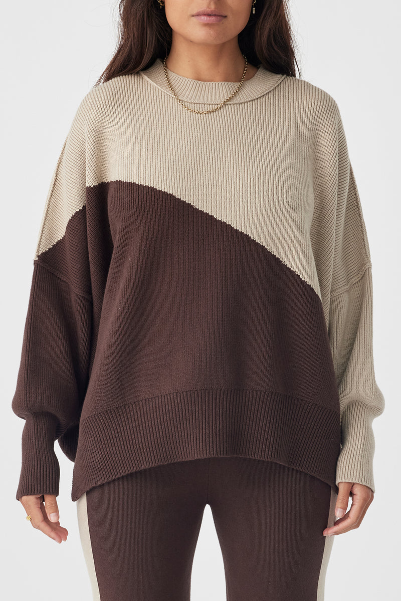 Arcaa Neo Sweater - Chocolate & Taupe – Dear Blackbird Boutique