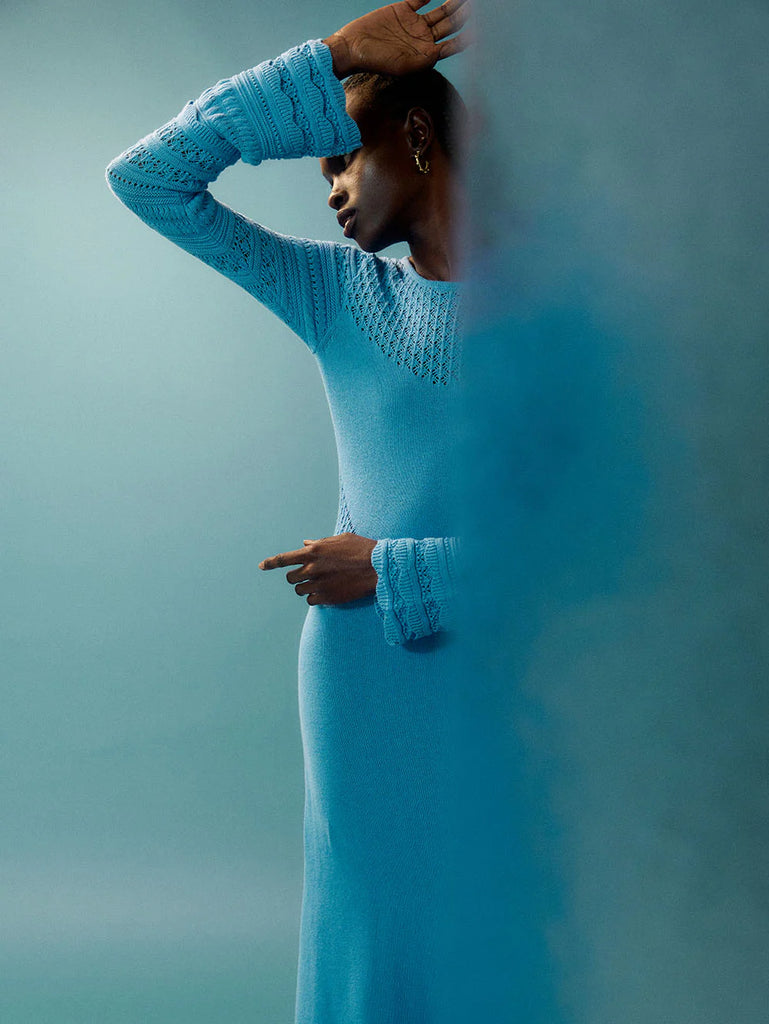 Kivari Marisol Knit Maxi Dress - Blue – Dear Blackbird Boutique