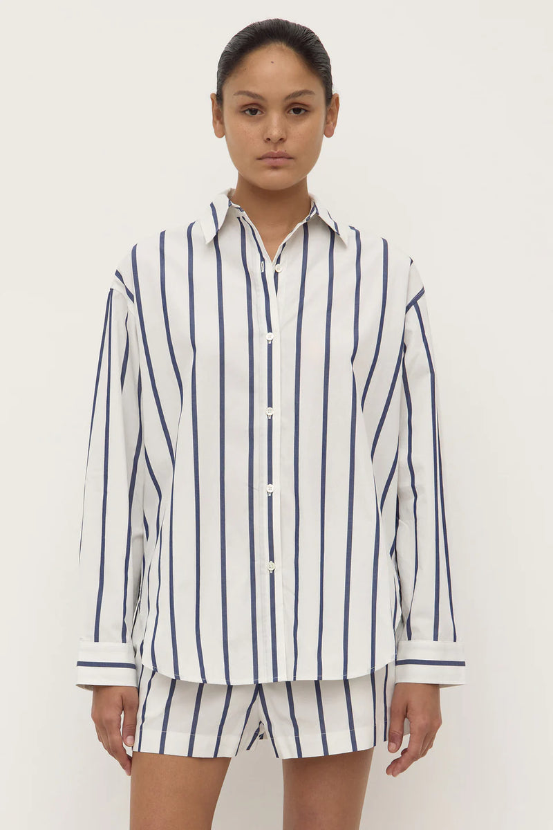 Assembly Label - Nara Stripe Shirt (White/True Navy) – Dear Blackbird ...